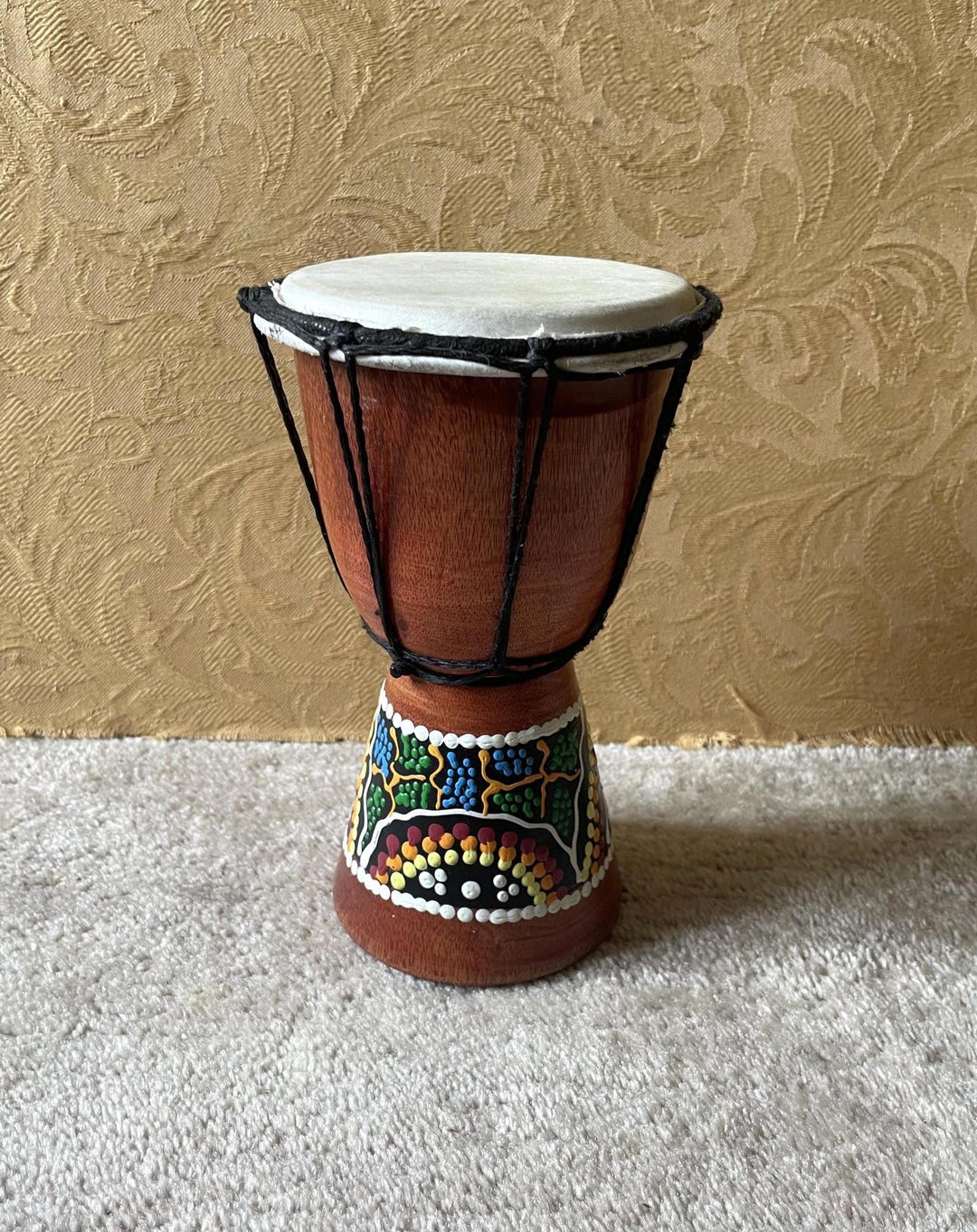 Vintage Wooden Hand Drum Mini Musical Instrument Africa Tribal Native ...
