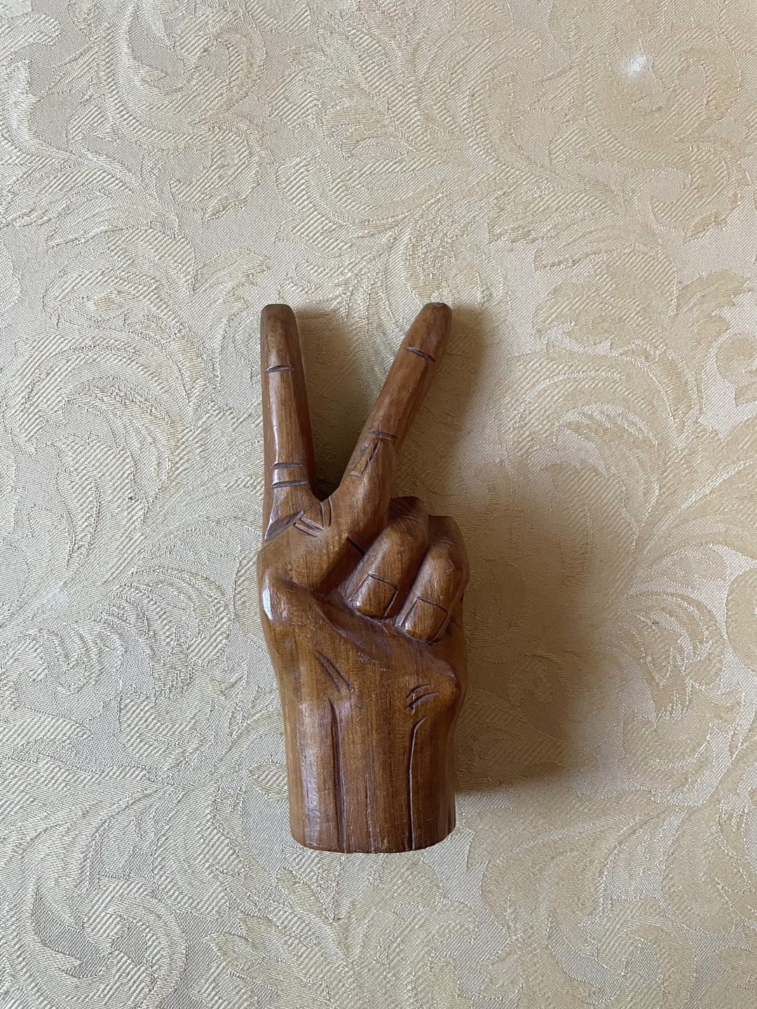 Vintage 1960 60s Peace Sign Handcarved Woodwork Wooden Design Wood Hand ...