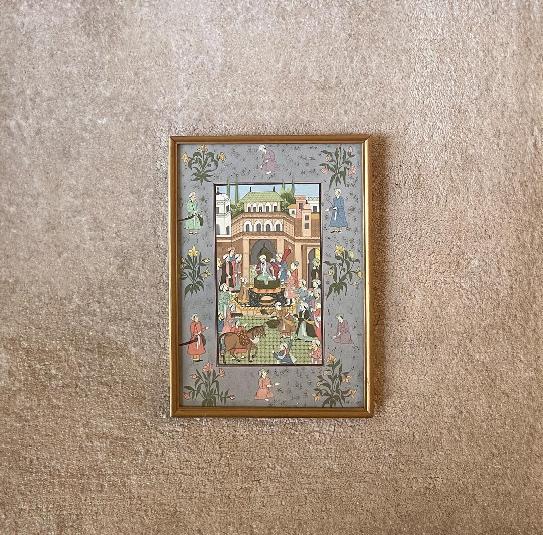 Vintage Mughal Emperor Painting Pari Composite Horse Indian Indo ...