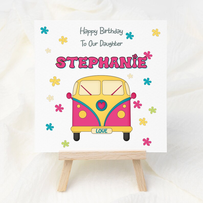 Personalised Camper Van Birthday Card, Camper Card, Birthday Card, for ...