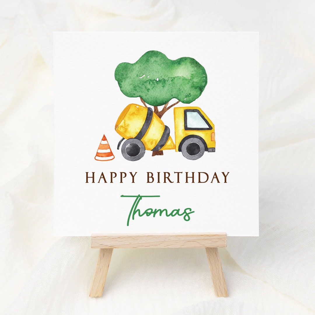 Personalised Birthday Card for A Boy, Contruction Site Card, 1st, 2nd ...