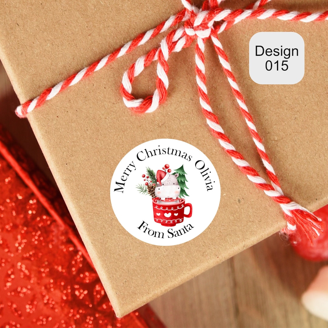 24 Personalised Childrens Christmas Stickers, Secret Santa Stickers ...