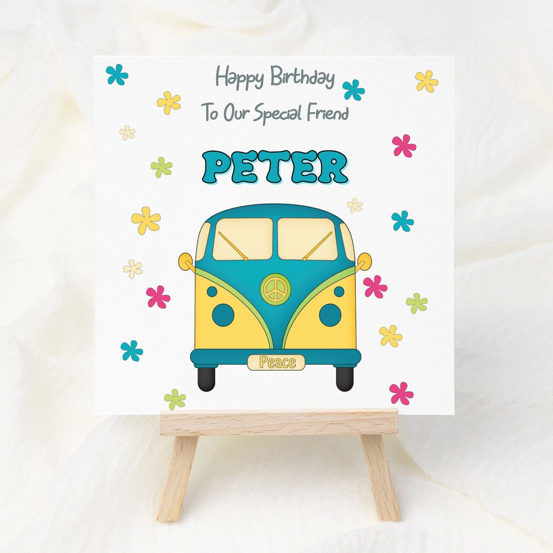 Personalised Camper Van Birthday Card, Camper Card, Birthday Card, for ...