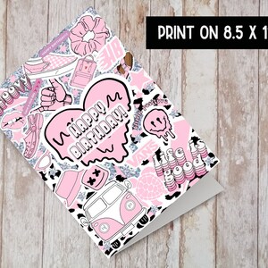 VSCO Pink Collage Birthday Card DIGITAL DOWNLOAD / Vsco Girl - Etsy España