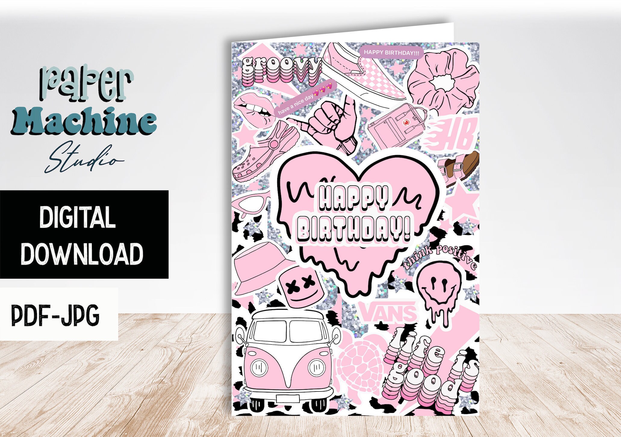 VSCO Pink Collage Birthday Card DIGITAL DOWNLOAD / Vsco Girl - Etsy España