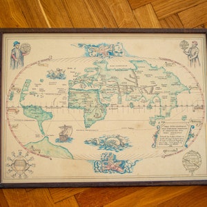 Vintage World Map | Mid-century Wall Poster | 60's Wall Decor | Old ...