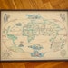 Vintage World Map Mid-century Wall Poster 60's Wall Decor Old Framed ...