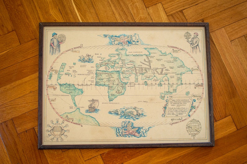 Vintage World Map Mid-century Wall Poster 60's Wall - Etsy