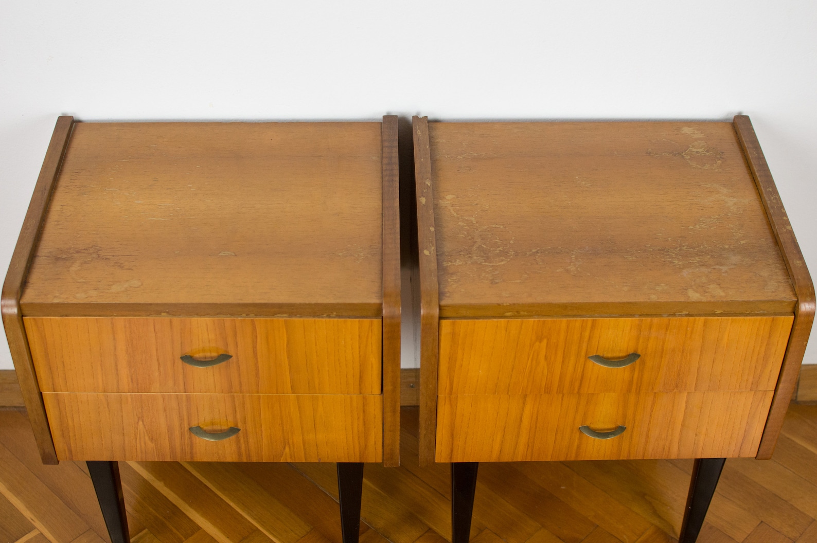Pair of Nightstands | Retro Modern Nightstand | Mid-century Polished ...
