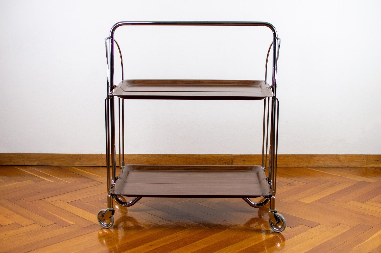 Mid-century Modern Serving Trolley | Vintage Metal and Chrome Bar Cart ...