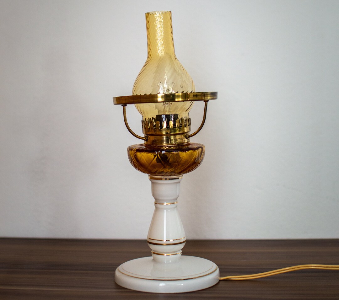 Vintage Bedside Light | Hurricane Table Desk Lamp | Mid-century Modern ...