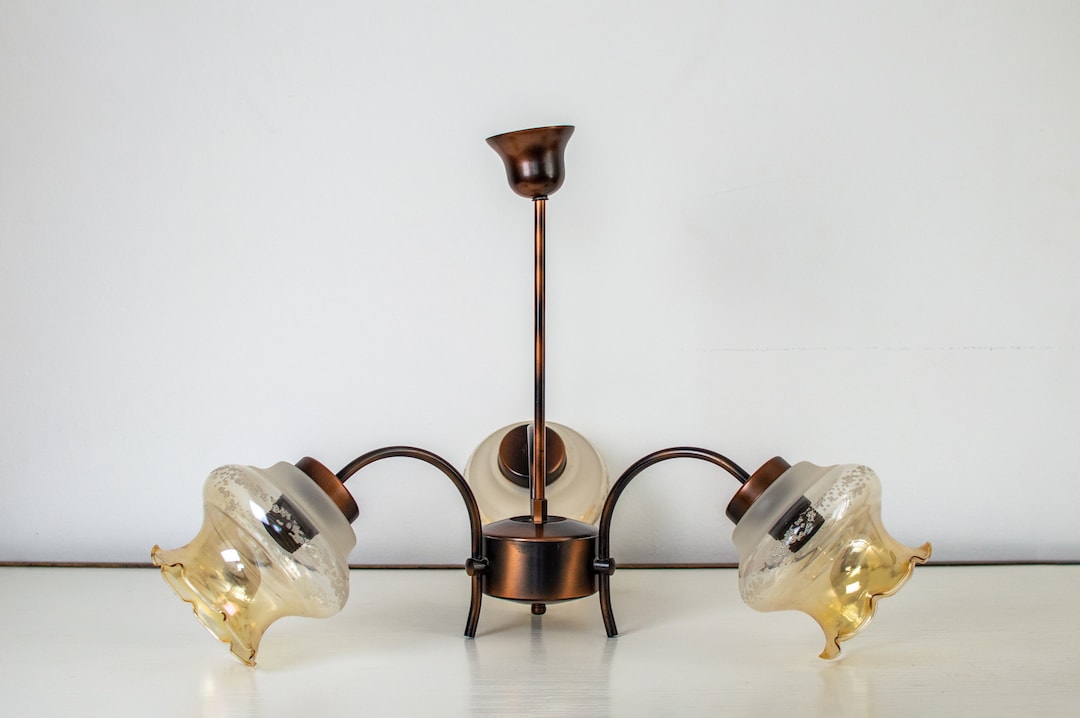 Mid-century Chandelier | Vintage Glass Ceiling Lamp | 70's Lighting ...