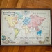 Vintage World Map Mid-century Wall Poster 60's Wall Decor Old Framed ...
