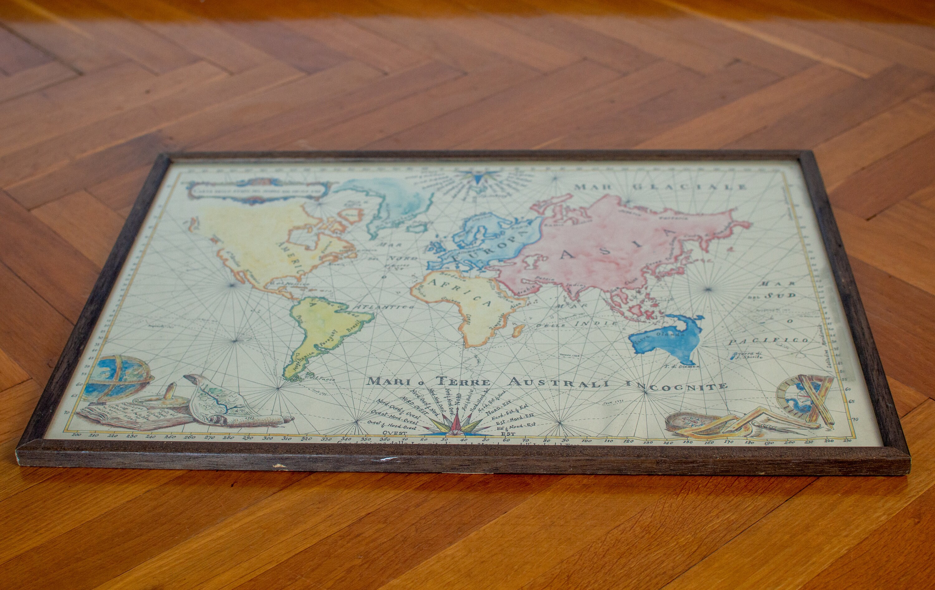 Vintage World Map | Mid-century Wall Poster | 60's Wall Decor | Old ...