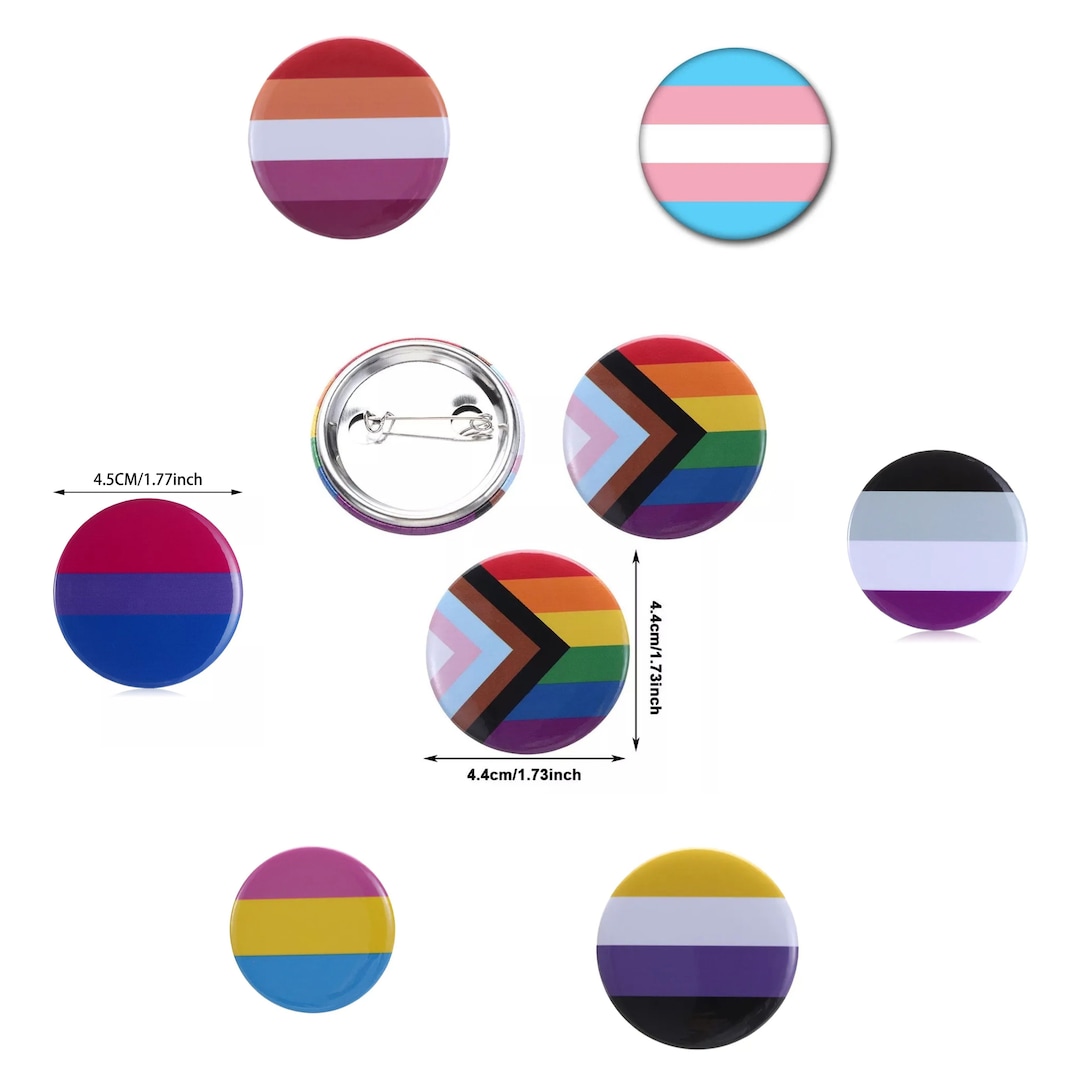 LGBTQIA+ Flag XL Button | Progress Flag Button | Pride Flag Gay Pin ...