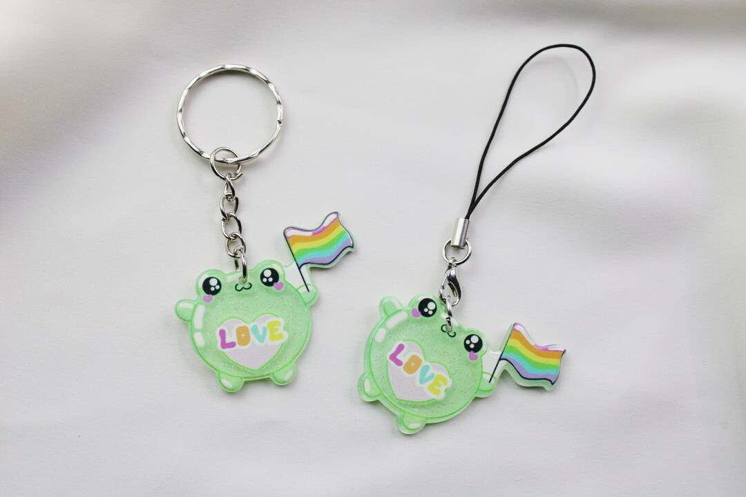Cute Frog Keychain | Kawaii Froggy Pendant | Pride Queer LQBTQIA Frog ...
