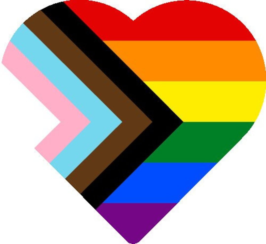 Progress Pride Flag Heart Sticker Roll Labels Pride Queer LGBTQ LGBTQIA ...