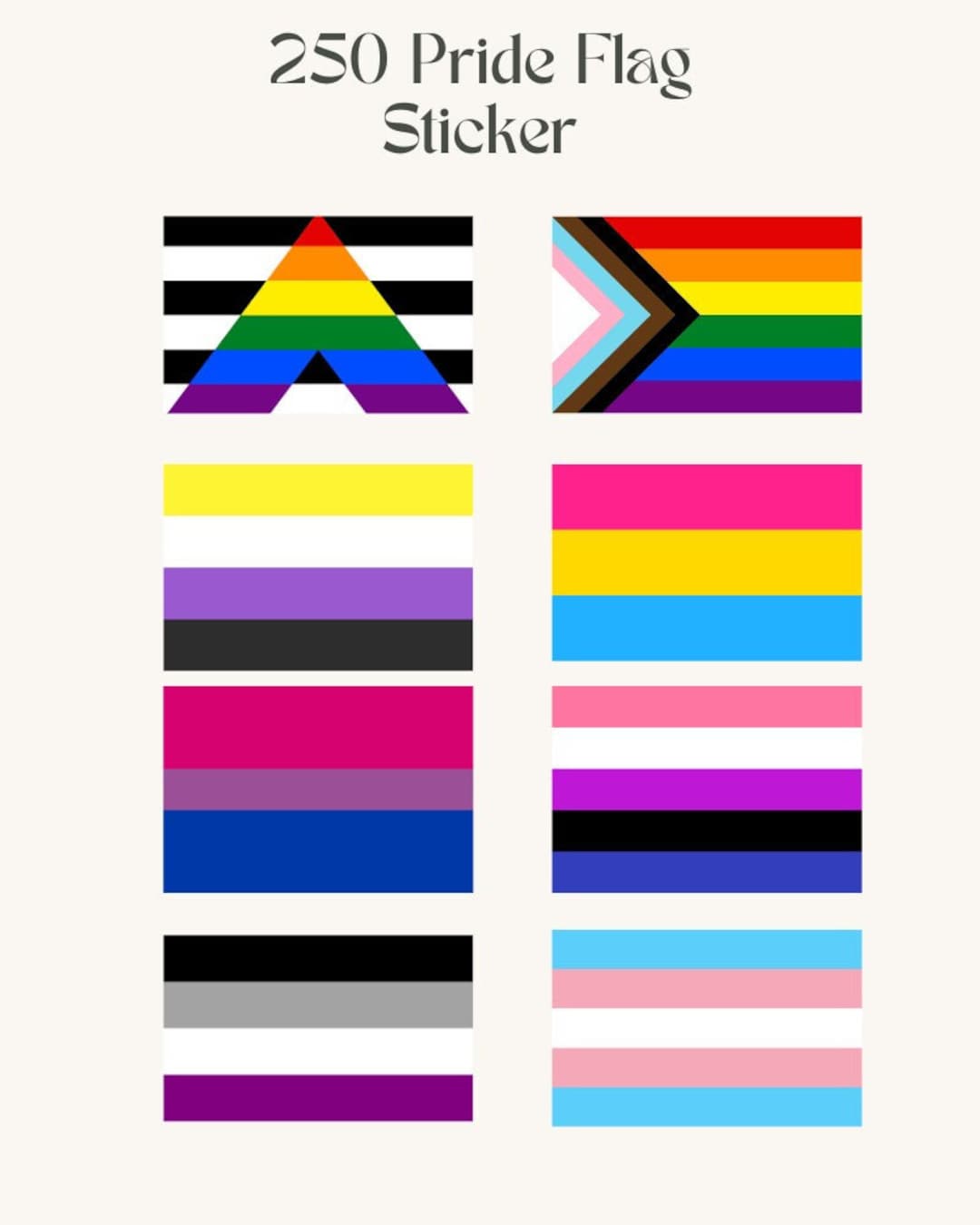 250 Progress Pride Flag Stickers Pride Queer LGBTQ LGBTQIA Queer ...