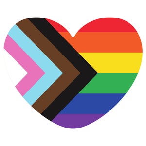 500 Progress Pride Flag Heart Sticker Rollenetiketten Pride - Etsy