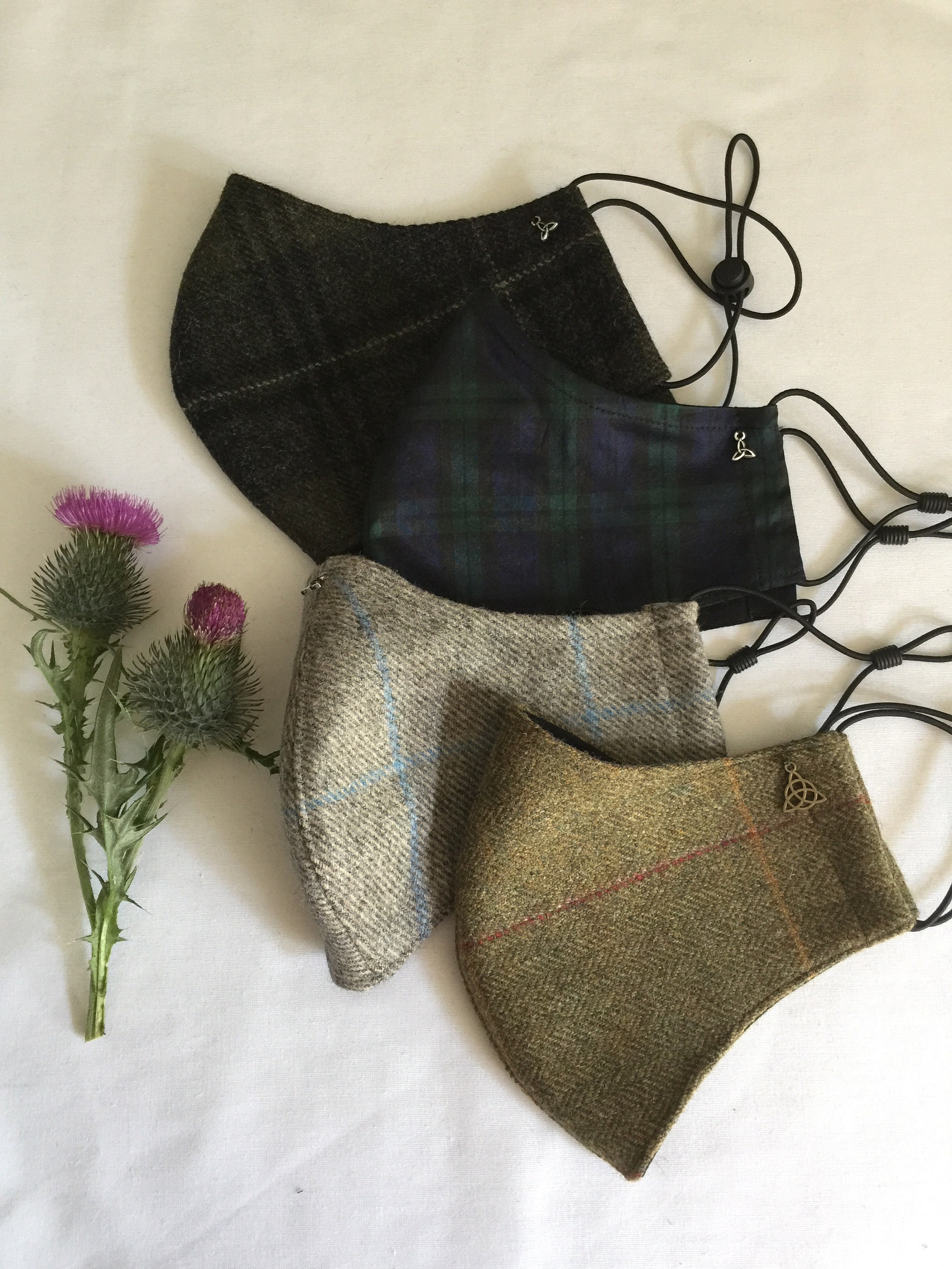 100% Wool Tweed Face Covering Mask Wide or Tapered Style & - Etsy