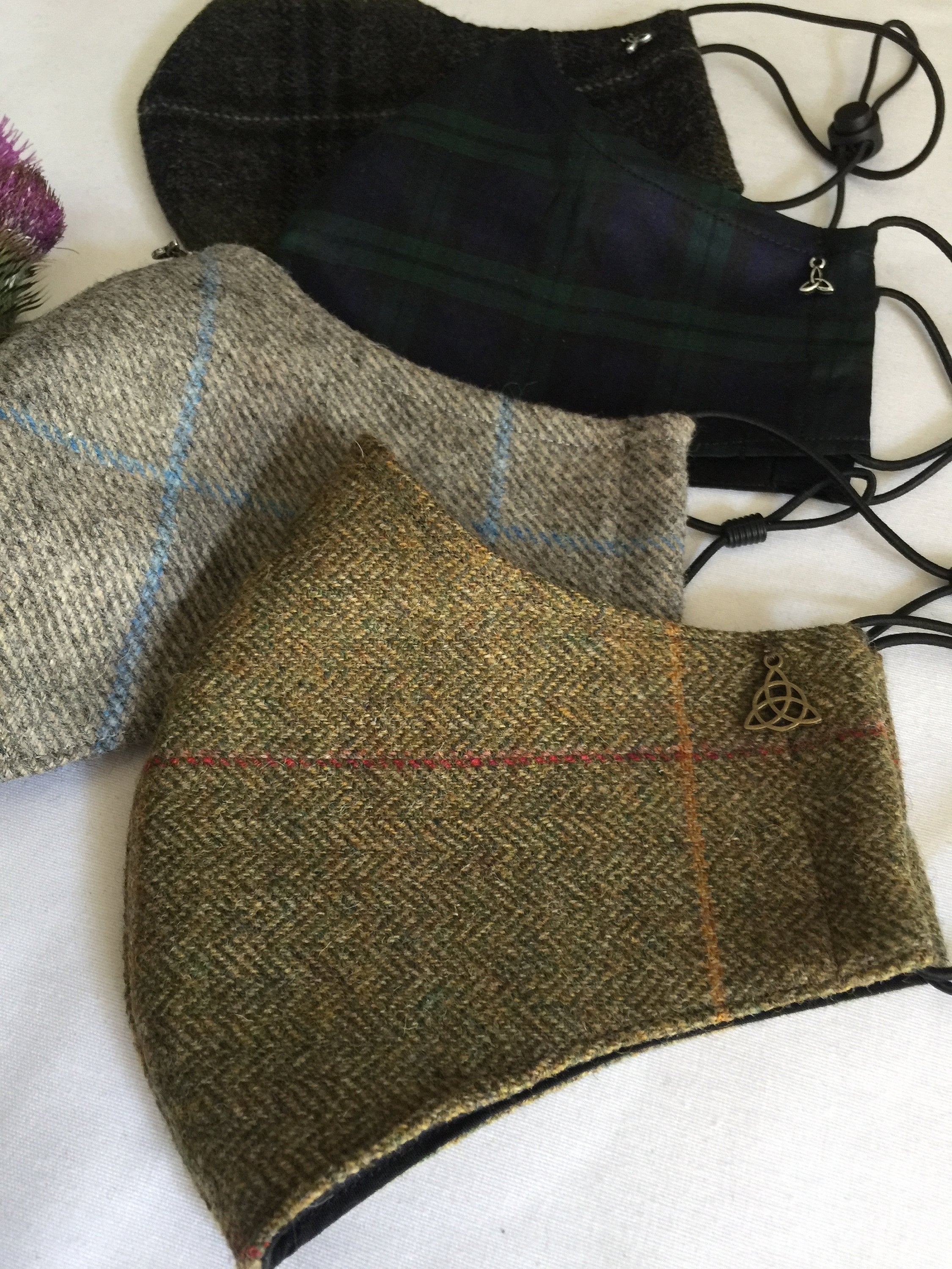 100% Wool Tweed Face Covering Mask Wide or Tapered Style & - Etsy
