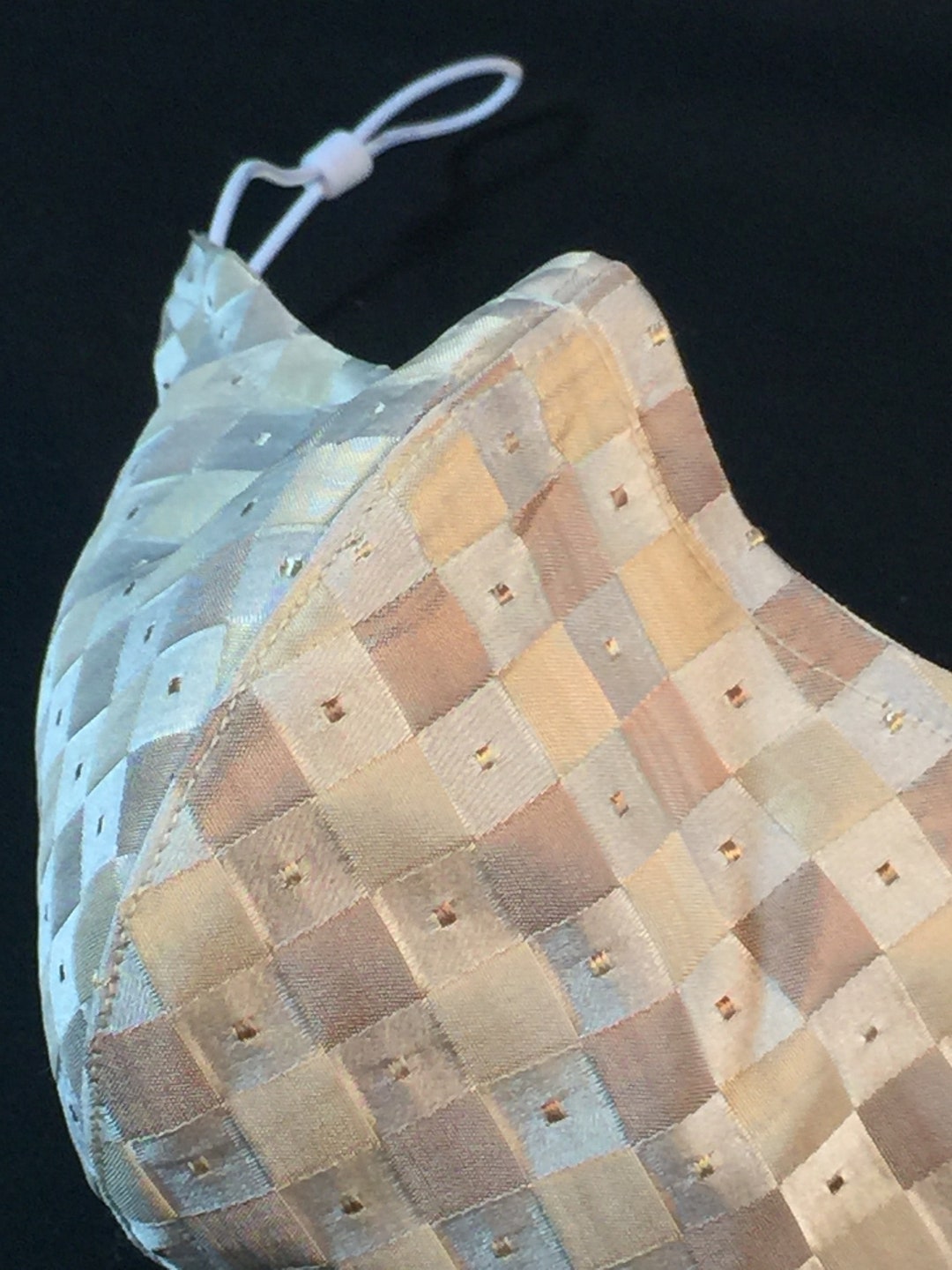 Máscara/Cubierta facial en forma de Dupion de seda 100% a cuadros ...