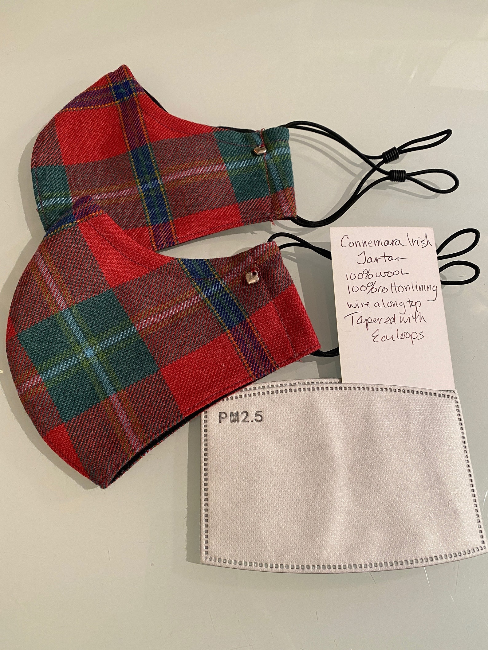 Connemara ( Irish) Tartan Face Mask Set - 2 Adult TAPERED Masks With ...