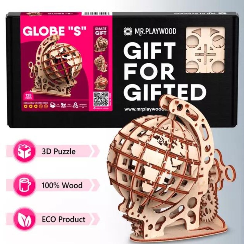 3D Puzzle Designer Mr. Playwood Mechanical Globe S Wooden 125 Parts - Etsy