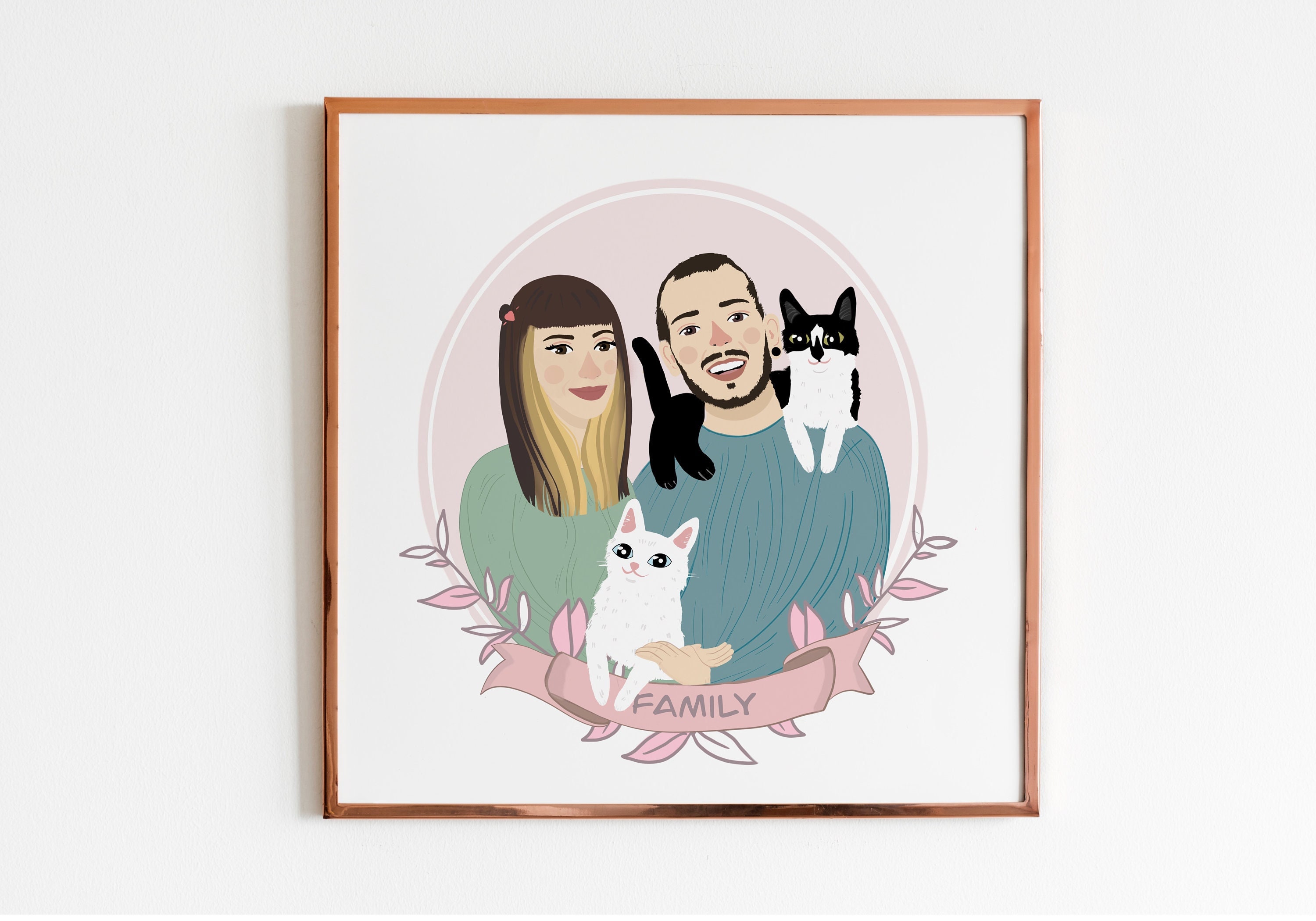 Digital Illustrated Portrait Personalized Cartoon Illustration Digital ...
