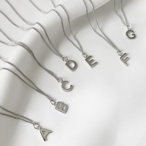 Lowercase Initial Necklace Silver Monogram Necklace Sterling - Etsy