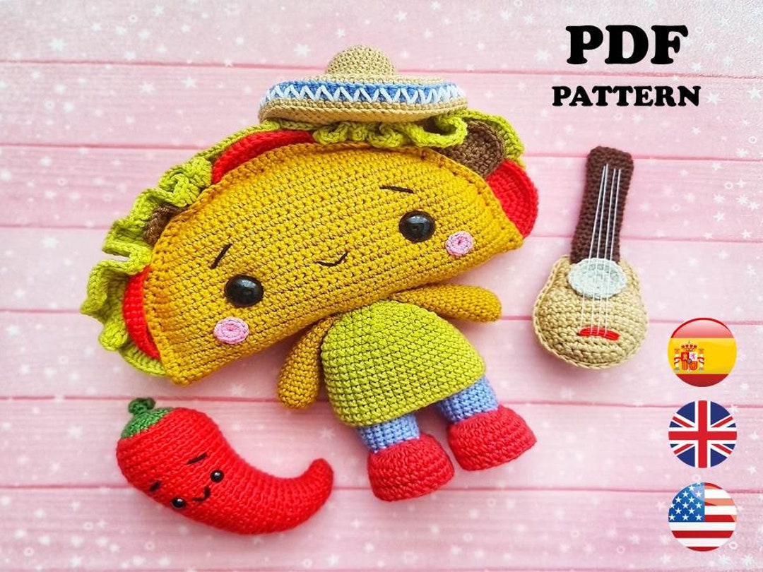 Taco Guitar and Pepper CROCHET PATTERN (amigurumi, Crochet, Photo ...