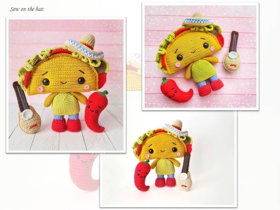 Taco Guitar and Pepper CROCHET PATTERN amigurumi Crochet - Etsy
