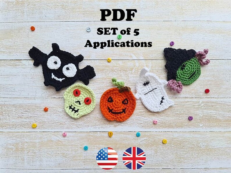 HALLOWEEN CROCHET Patterns Set of 5 Applications (amigurumi, Crochet ...
