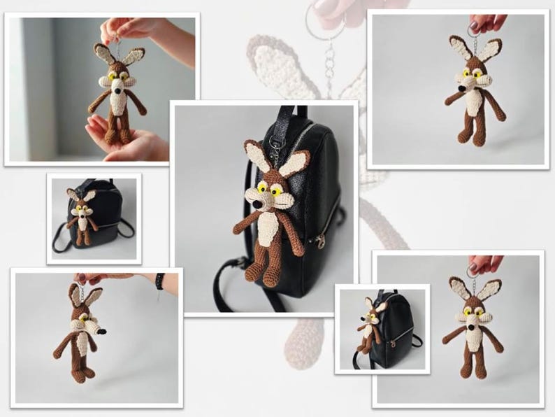 Coyote Crochet Pattern PDF, Cartoon Style Amigurumi Animal Keychain ...