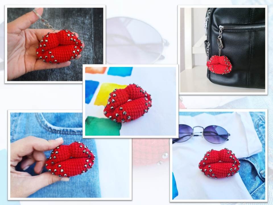 CROCHET PATTERN Keychain and Lips Pin, Badge (tutorial PDF File) - Etsy
