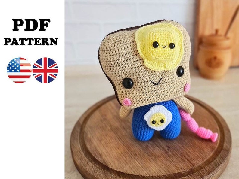 CROCHET PATTERN Toast amigurumi Crochet Photo Tutorial PDF - Etsy