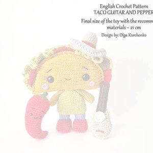 Taco Guitar and Pepper CROCHET PATTERN (amigurumi, Crochet, Photo ...