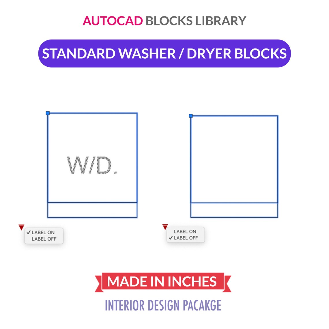 Autocad 2D Blocks | Standard Washer Dryer Blocks - Etsy