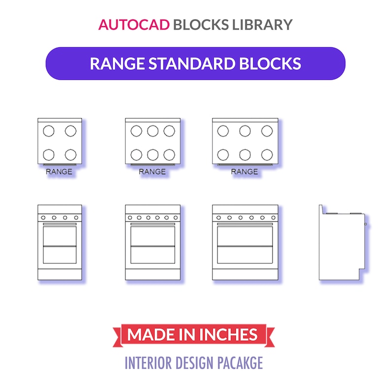 Autocad 2D Blocks Collection | Standard Range Blocks - Etsy