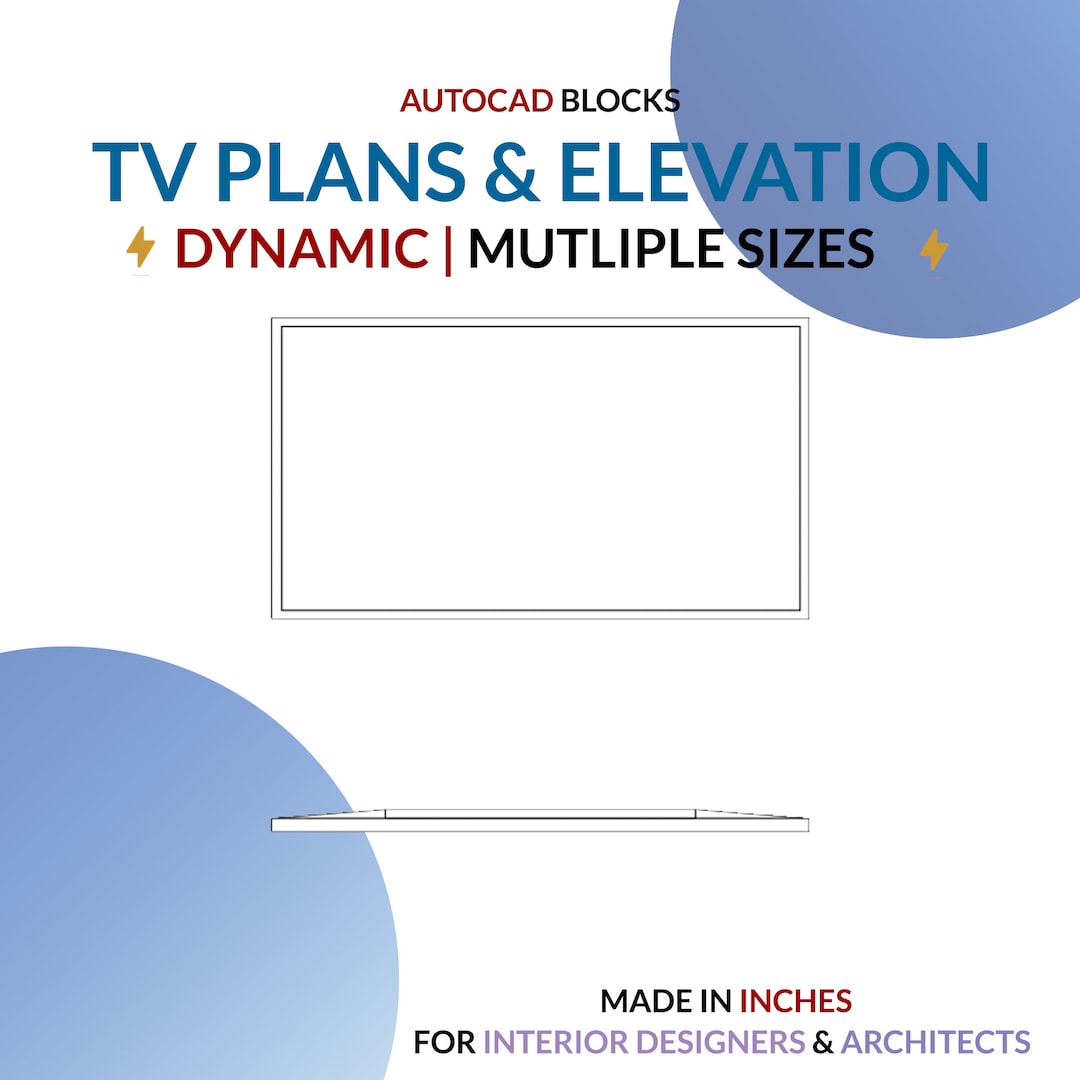 Autocad Dynamic Block | Standard Tv Blocks - Plan & Elevation | for ...