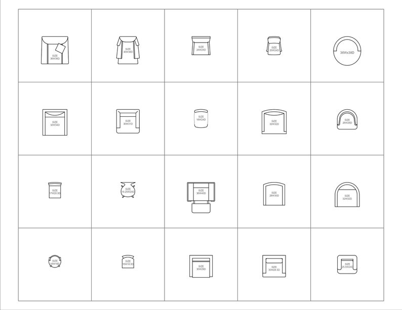 Autocad 2D Blocks | A Collection of 60 Chairs - Etsy