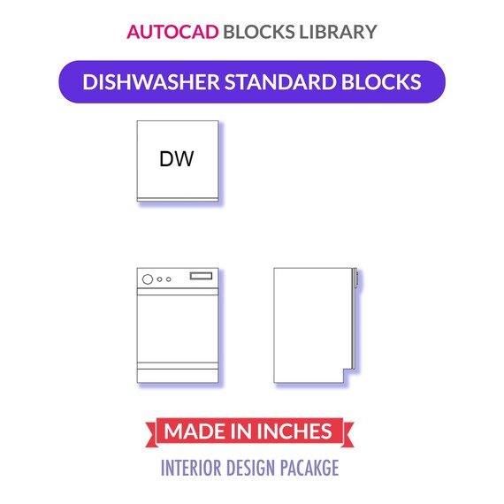 Autocad 2D Blocks Collection Autocad Standard Dishwasher - Etsy UK