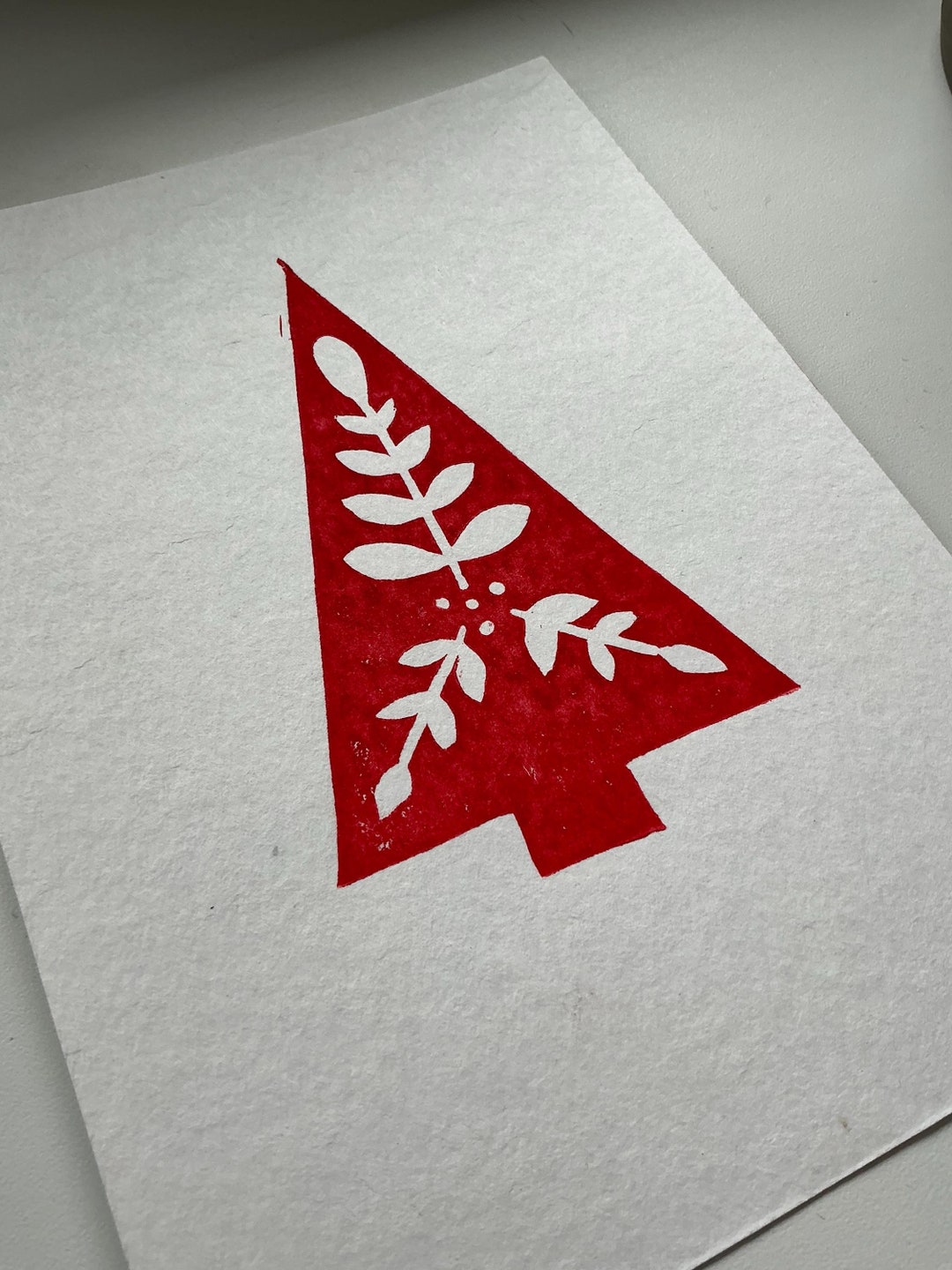 Handmade Linocut Christmas Tree Print: Festive Winter Decor (A5) - Etsy
