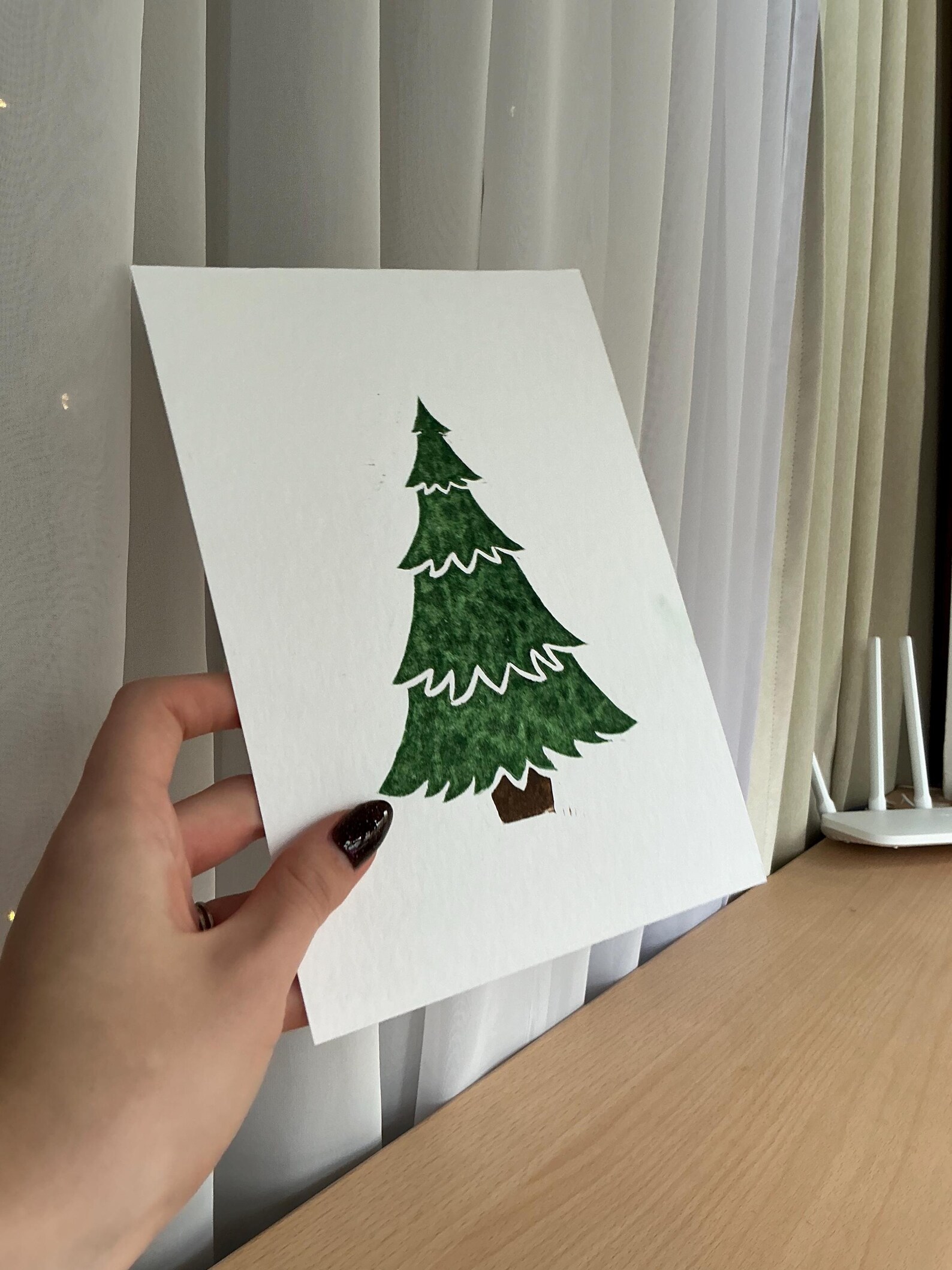 Green Christmas Tree Linocut Print: Handmade Festive Decor (A5) - Etsy