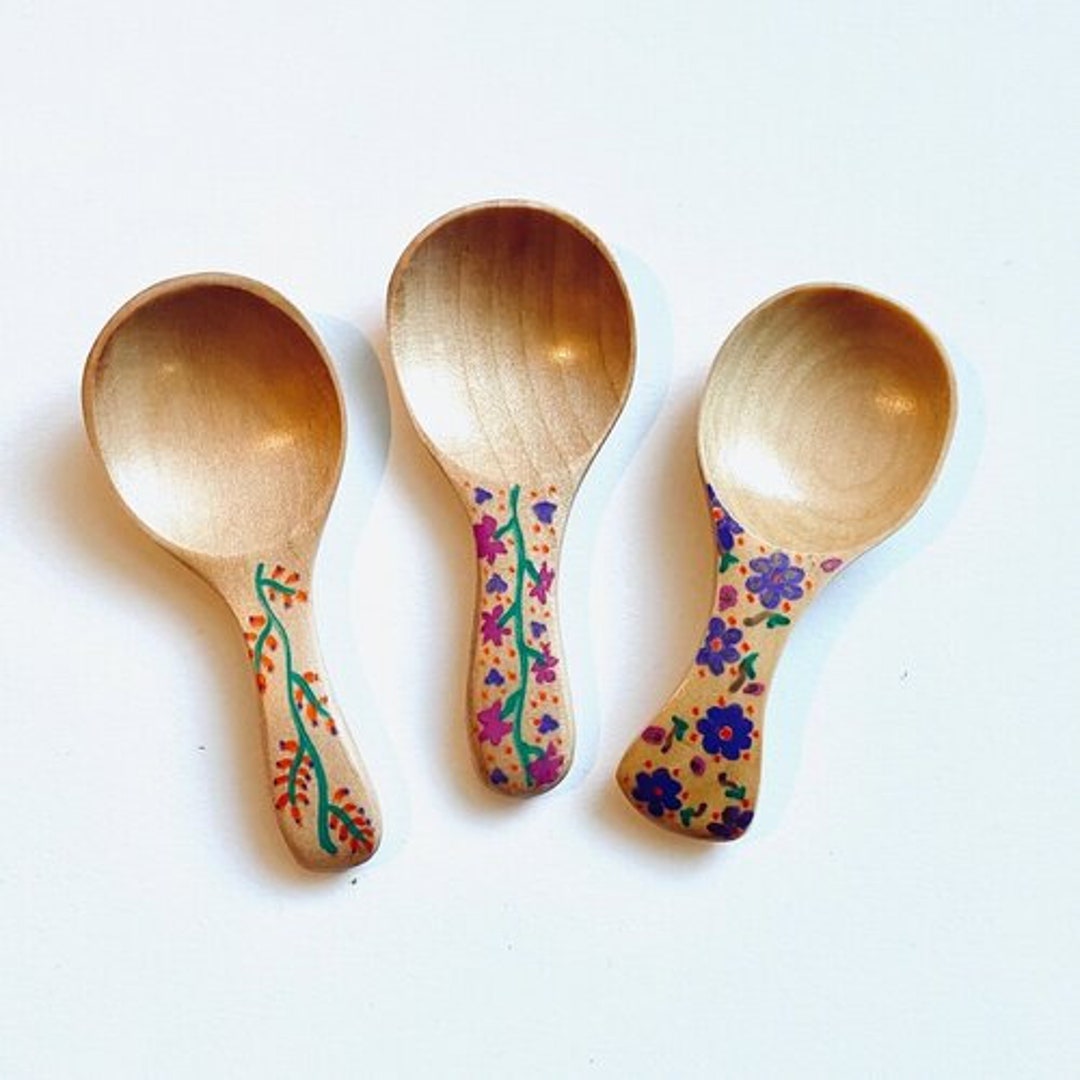 Artsy Sharing Spoons for Sharing Saufennel. Hand Painted Wood Henna ...