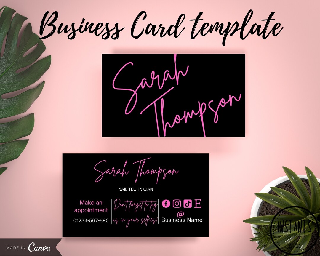 Modern Business Card, Packaging Insert Cards, Pink Business Card ...