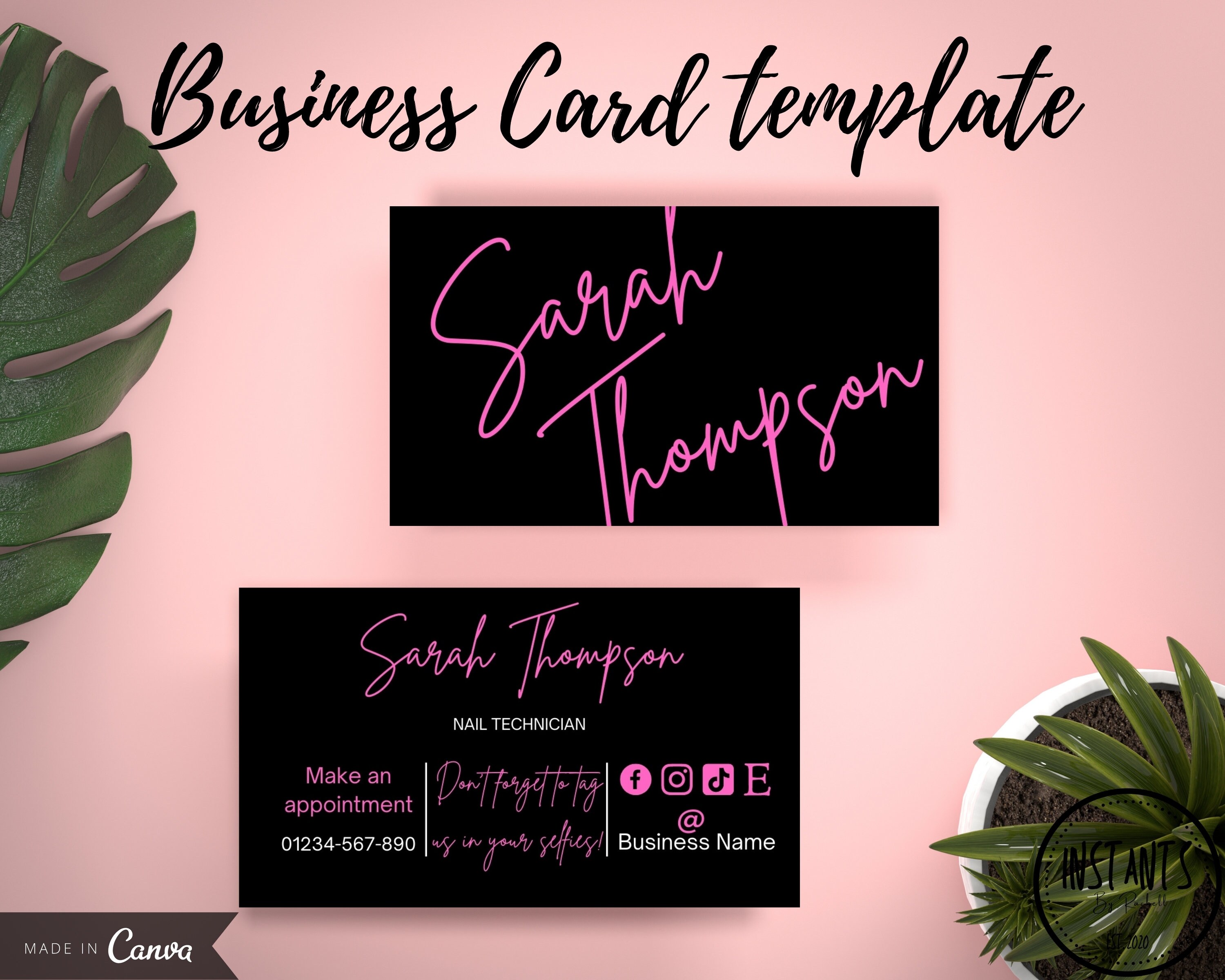 Modern business card Packaging insert cards Pink business | Etsy