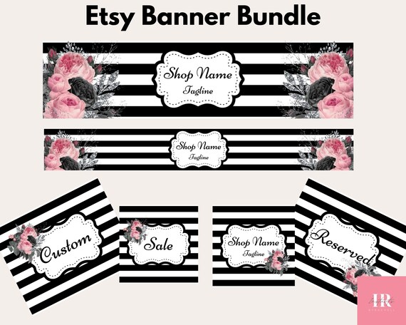Graphic Design Etsy shop kit Facebook cover photo Etsy store Pink and ...