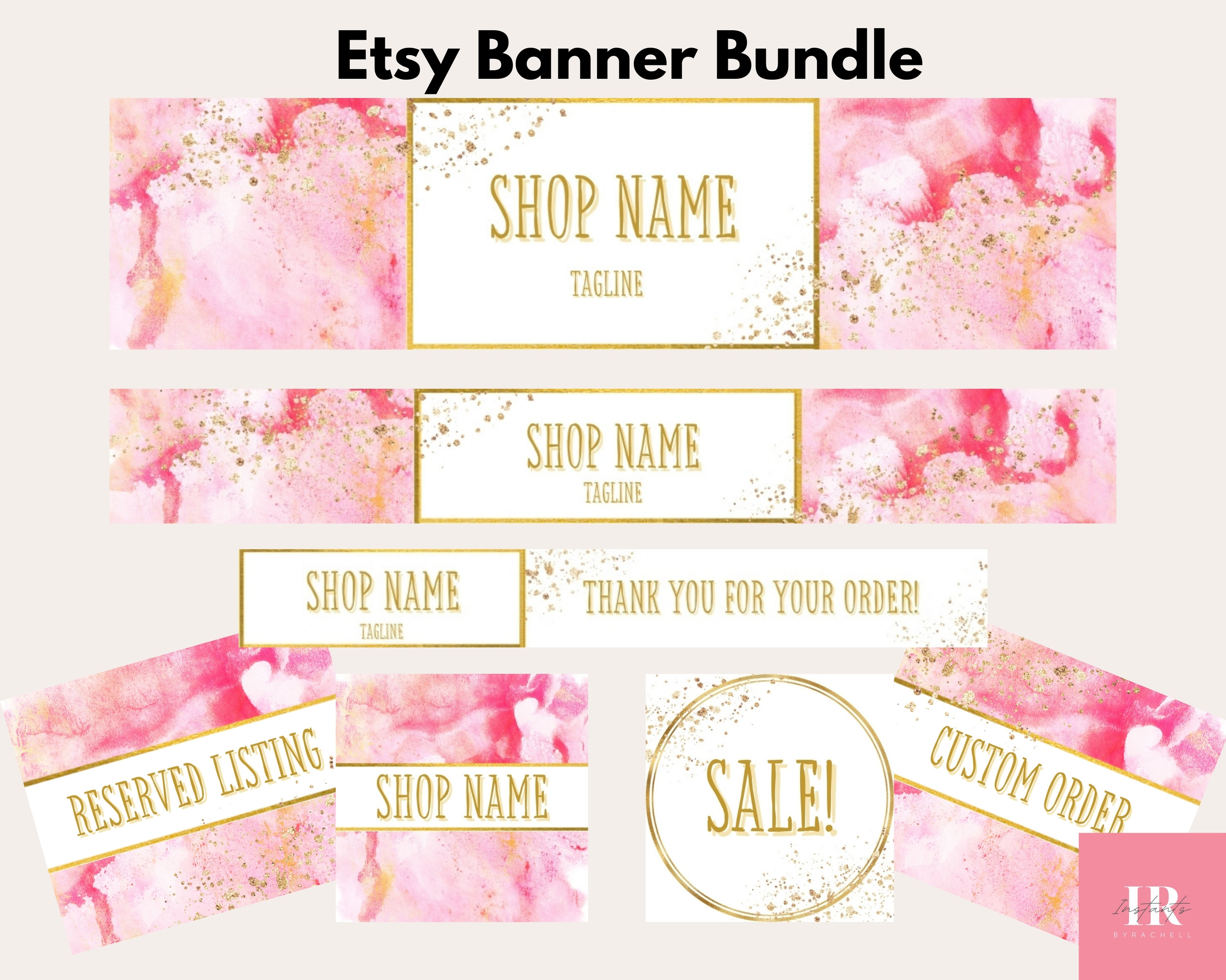 Graphic Design Etsy shop kit Facebook cover photo Etsy store Pink and ...
