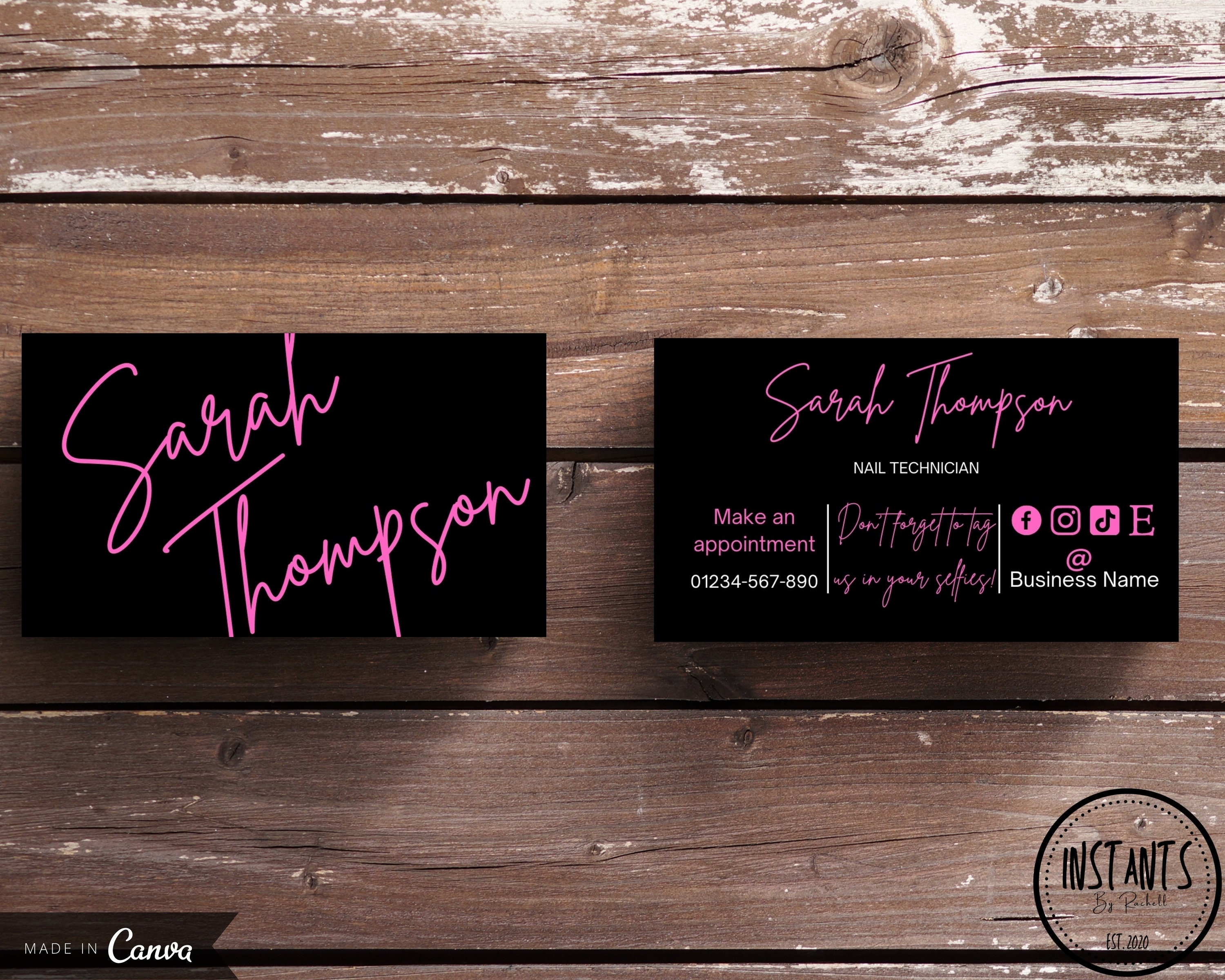 Modern business card Packaging insert cards Pink business | Etsy